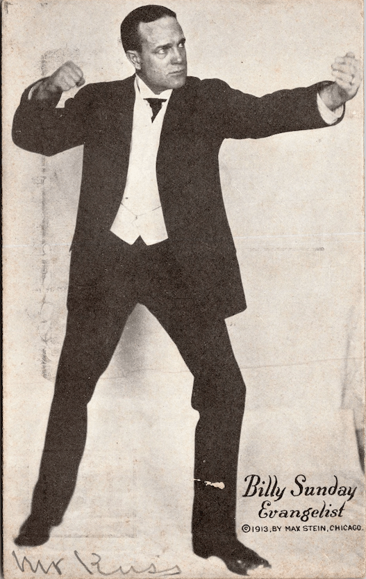 Billy Sunday, colorized next to black-n-white image, C. 1913 ...